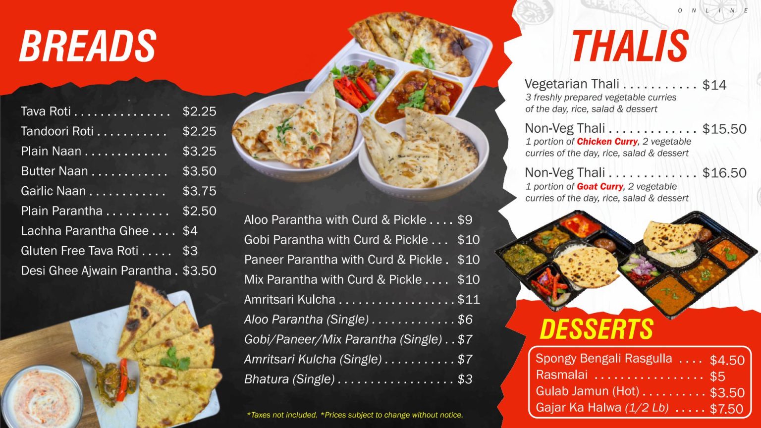 Menu – A-One's Samosas & Snacks