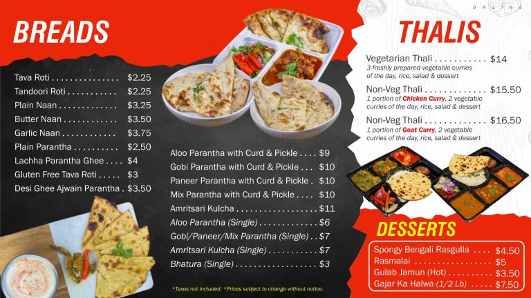 Menu – A-One's Samosas & Snacks