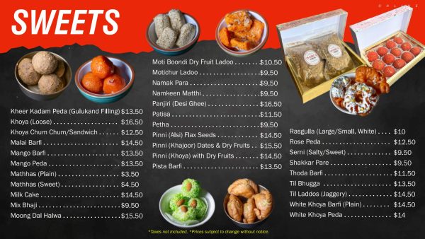 Menu – A-One's Samosas & Snacks